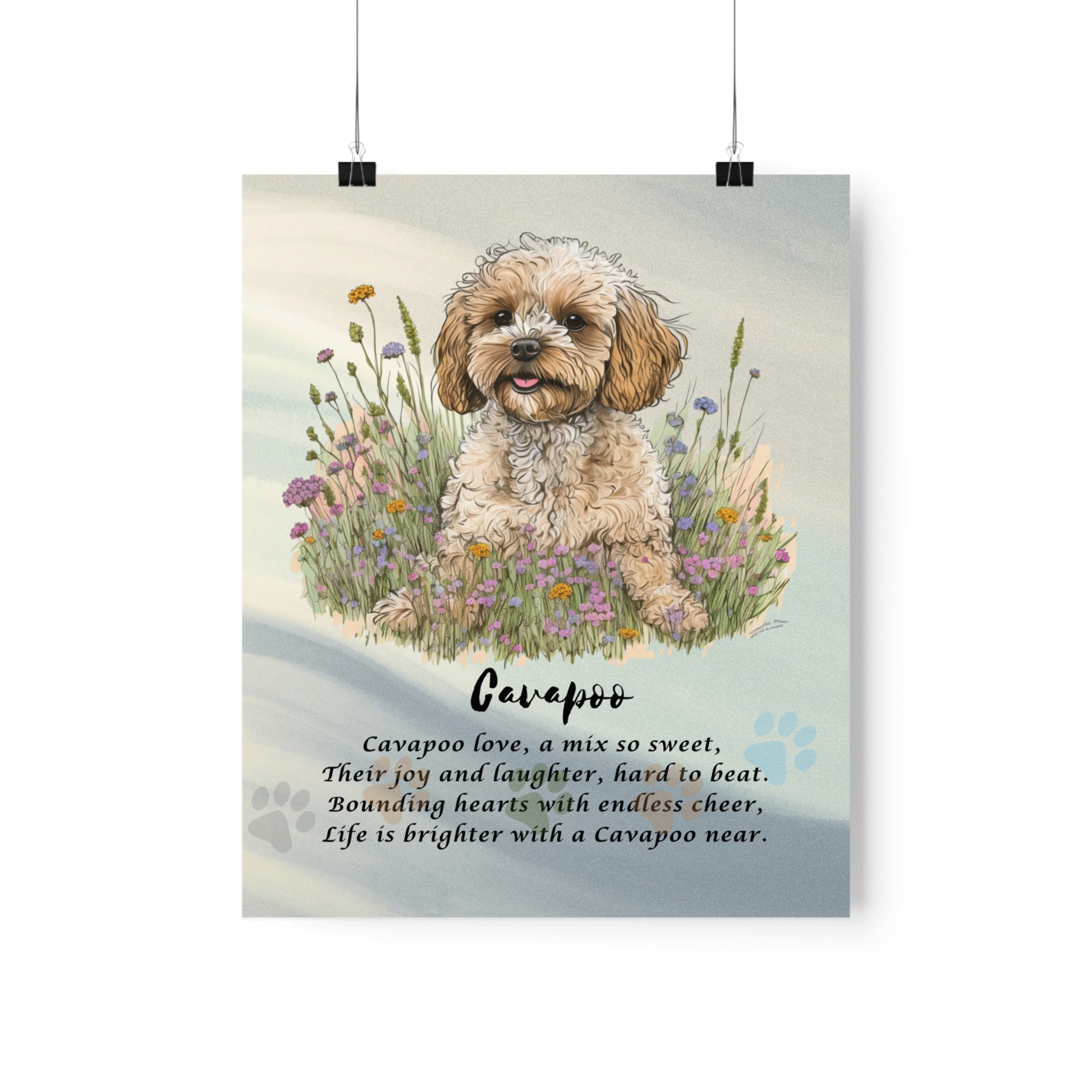 Cavapoo Dog Artwork With Poem | Multiple Sizes | Home Decor | Gift for ...