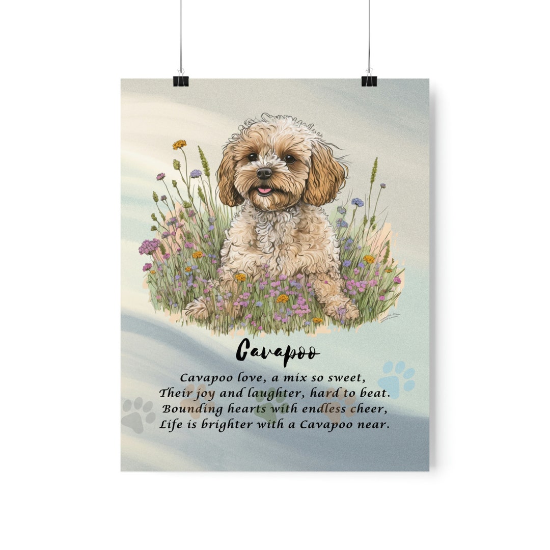 Cavapoo Dog Artwork With Poem | Multiple Sizes | Home Decor | Gift for ...