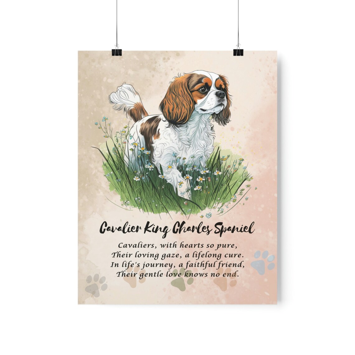 Cavalier King Charles Spaniel Dog Artwork With Poem Multiple Sizes Home ...