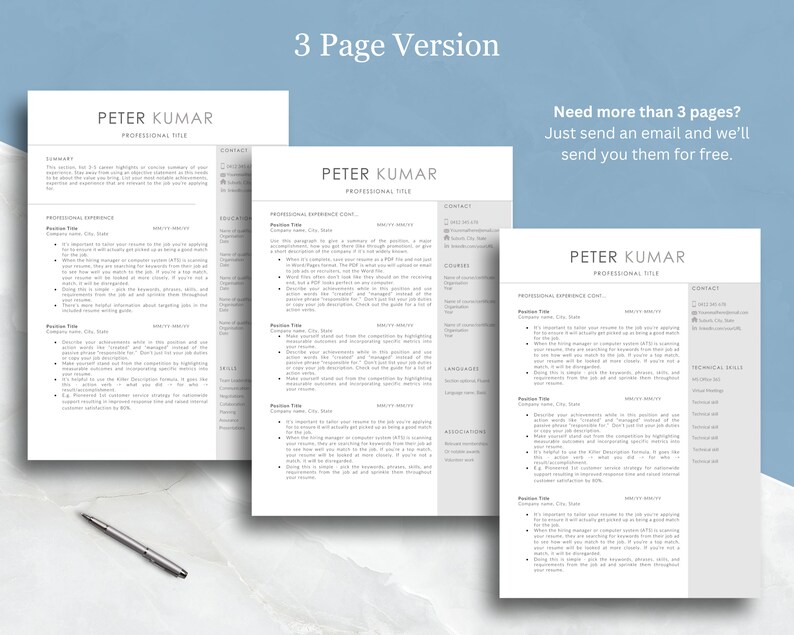 Modern Resume Template, Best Australian Format, ATS Friendly Cv ...