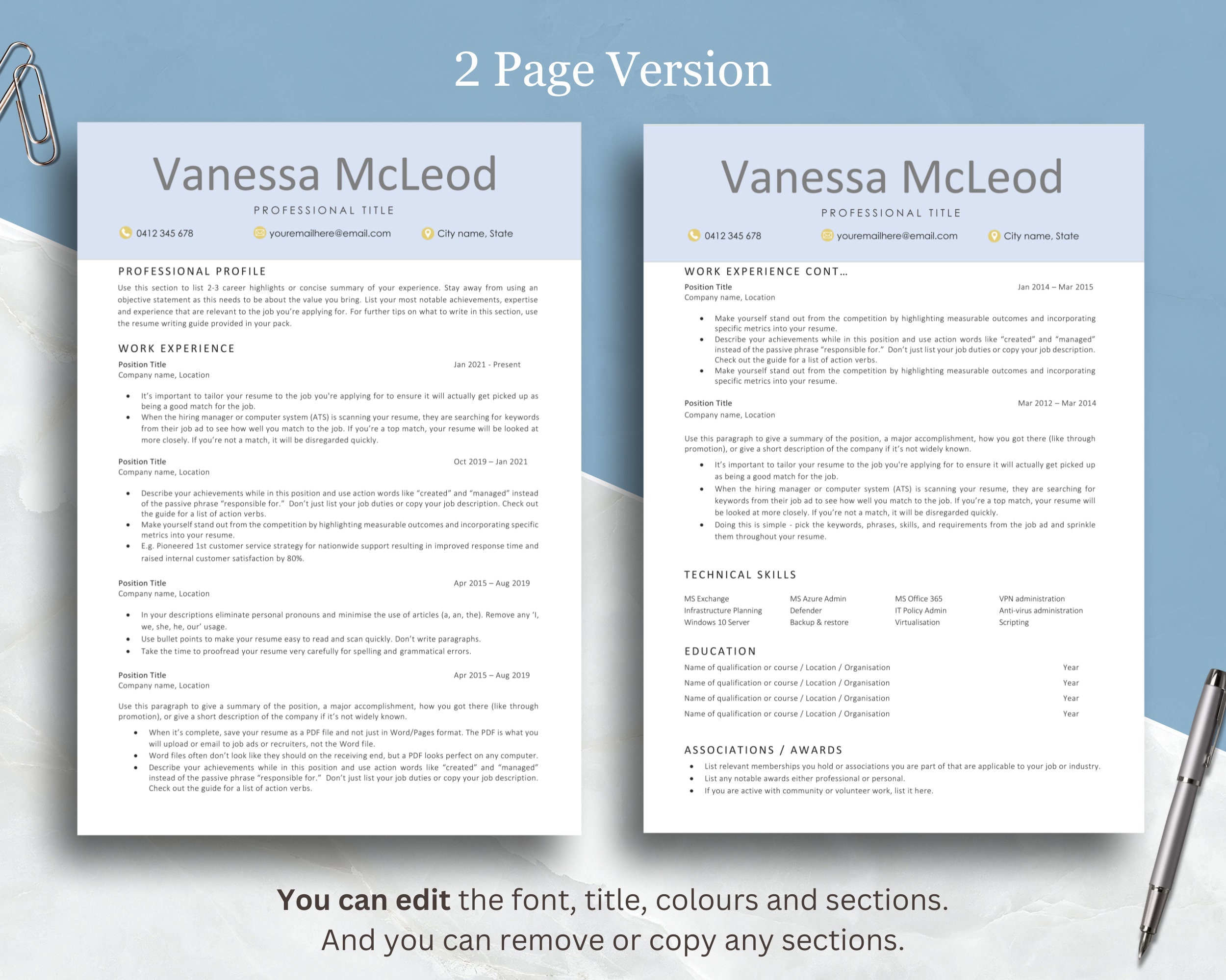 Best Australian Format Resume Template for MS Word and Pages With ...