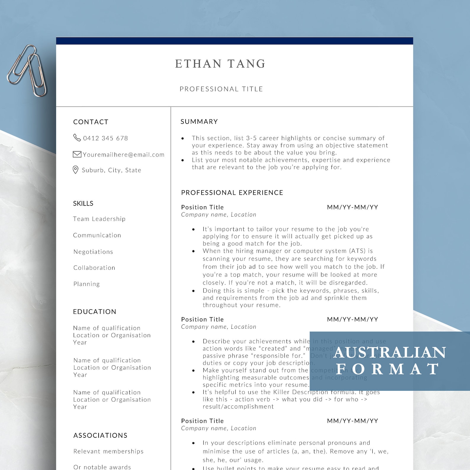 Executive Resume Template, 1-2-3 Page Resume, Modern Resume Template ...