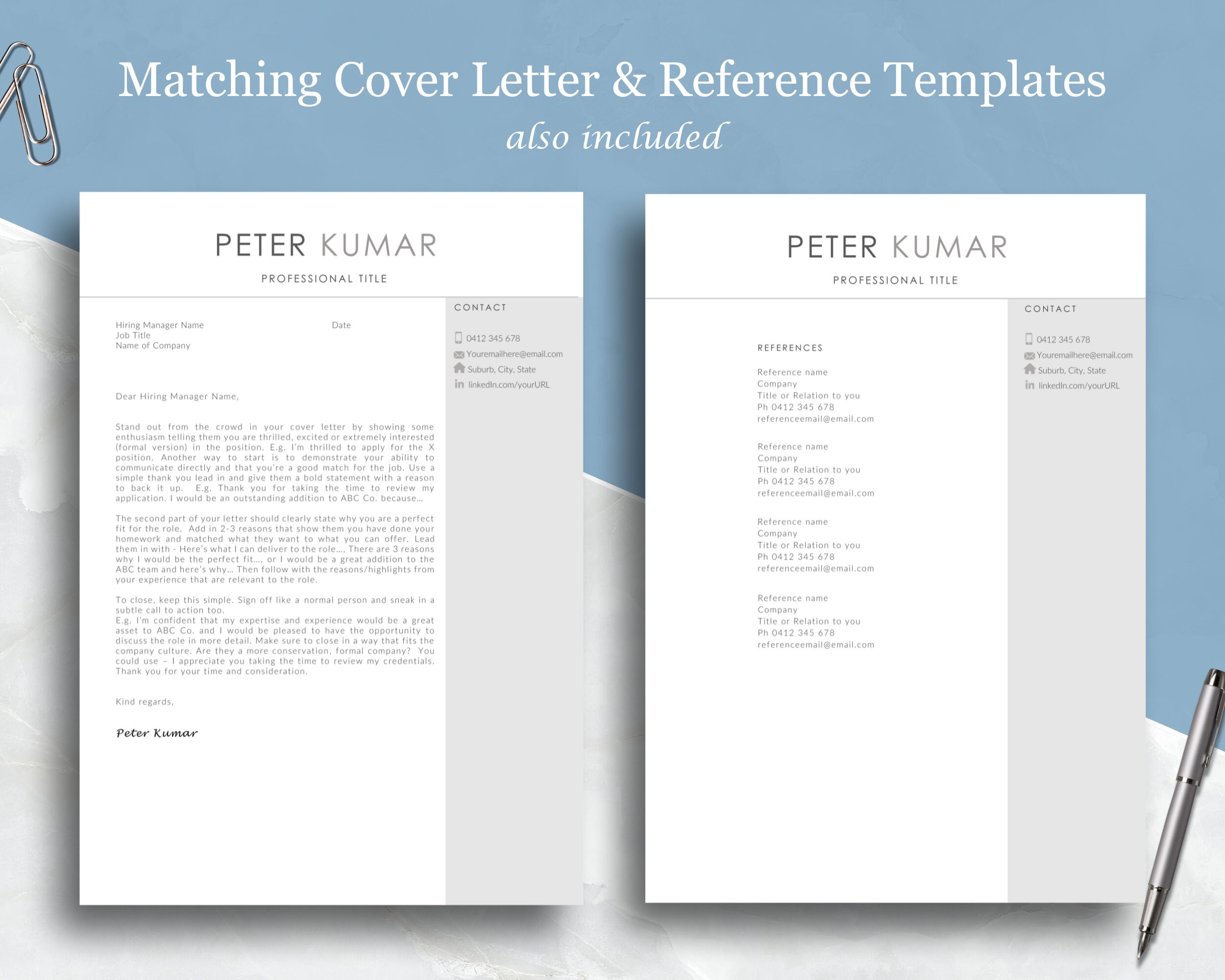 Modern Resume Template, Best Australian Format, ATS Friendly Cv ...