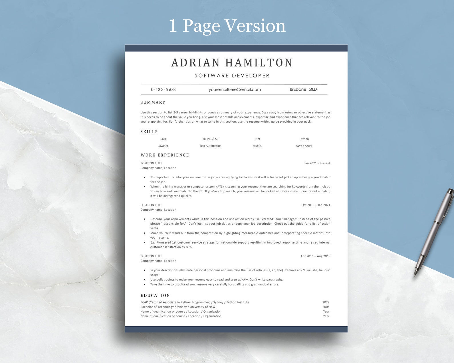 Software Developer Resume Template | Ats-friendly Tech CV | Google Docs ...