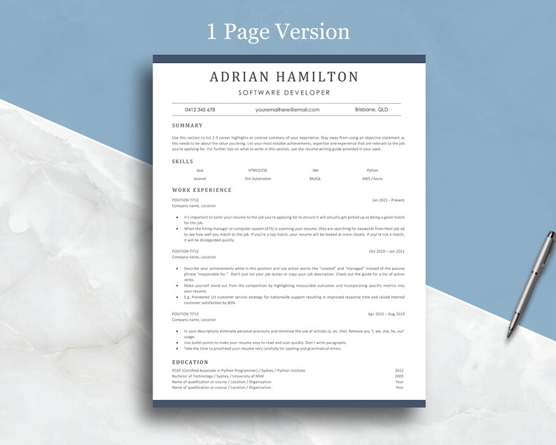Software Developer Resume Template | Ats-friendly Tech CV | Google Docs ...