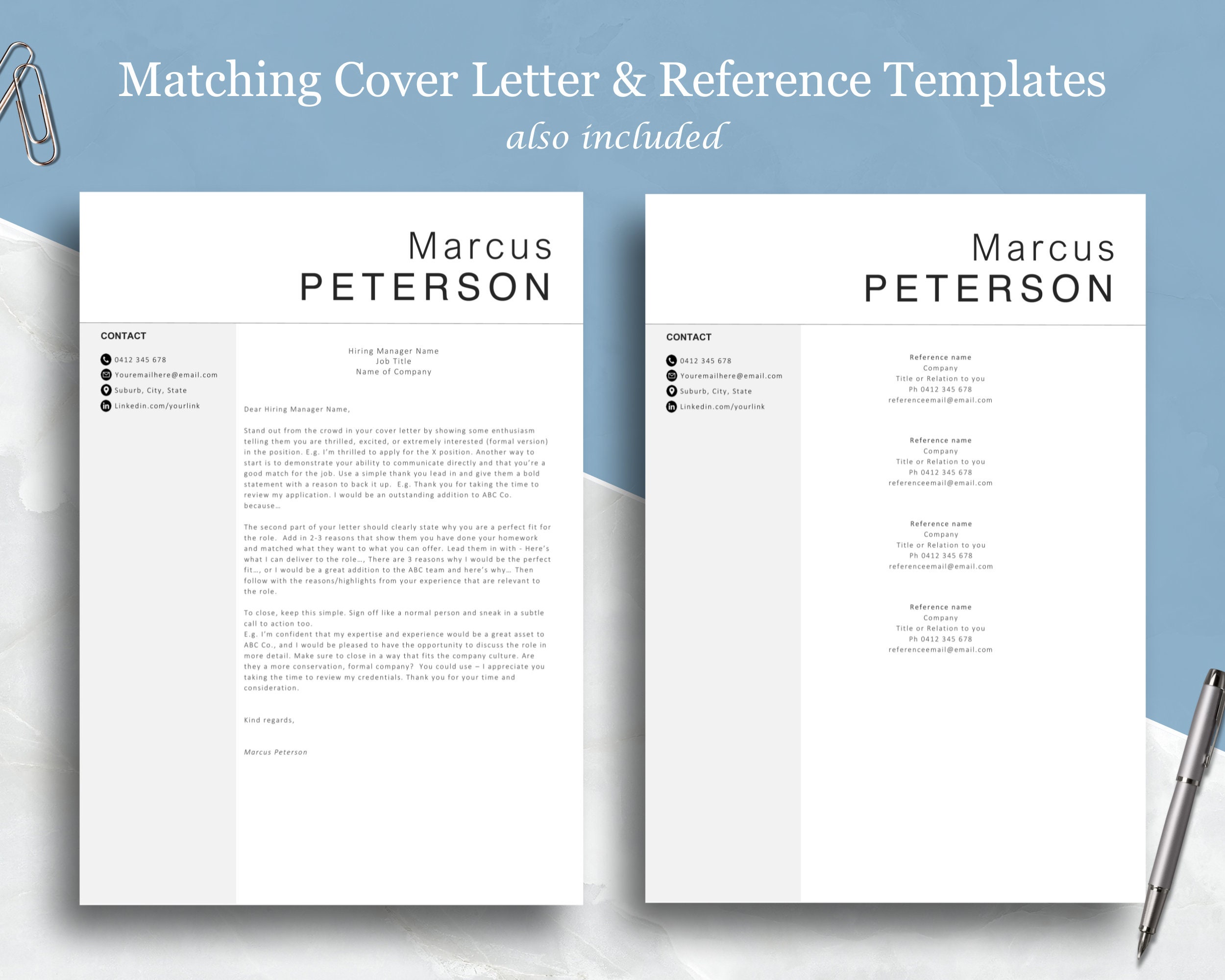 Australian Resume Format, Stylish Professional Cv Template, Word and ...