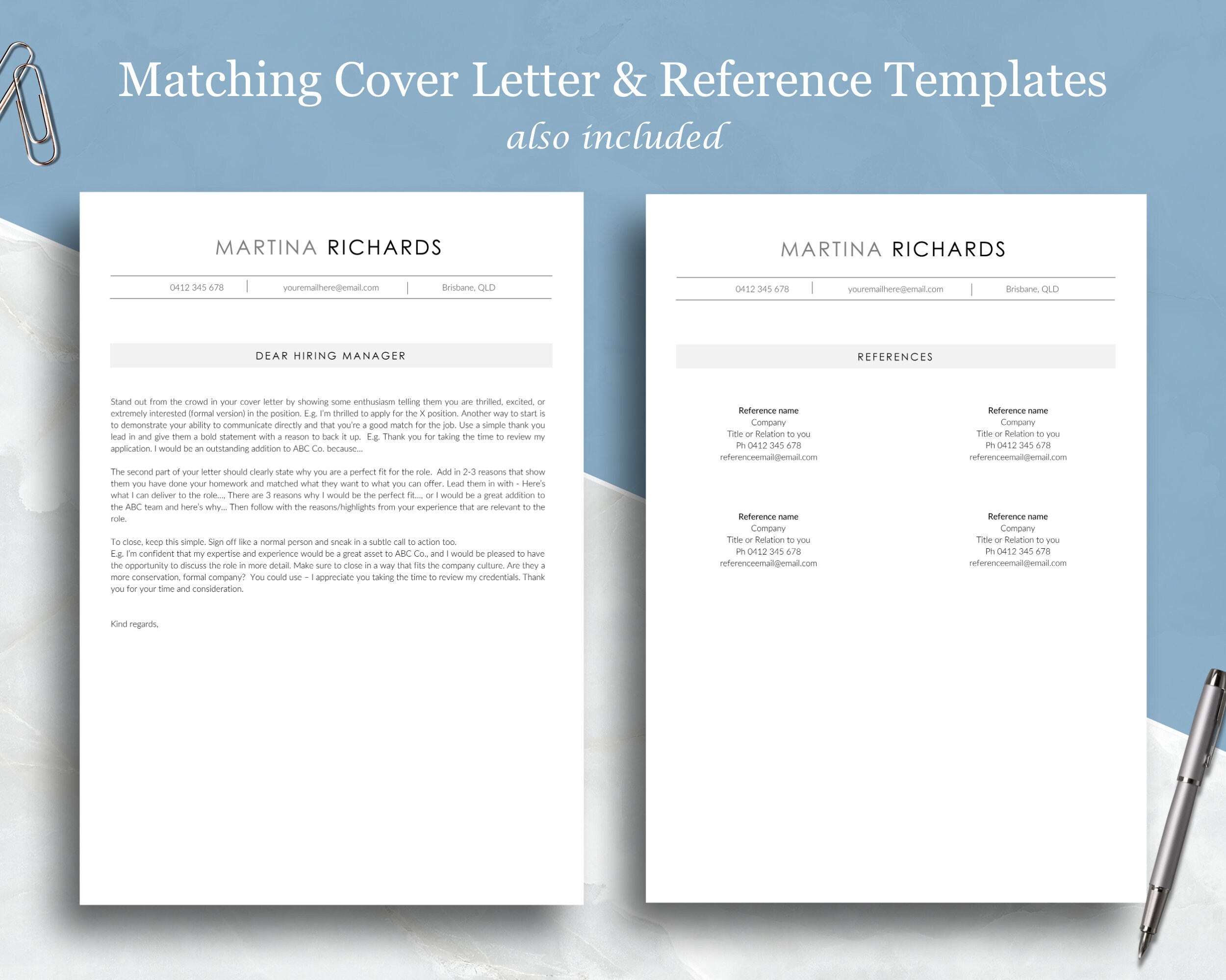 Australian CV Resume, Professional Resume Template, ATS Friendly Resume ...