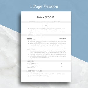 Australian Format Resume Template for MS Word and Pages With Digital ...