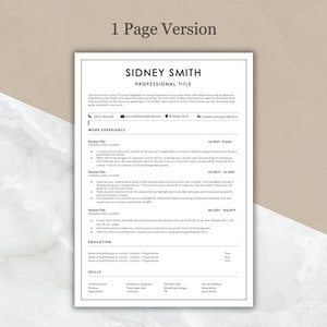Professional Resume Template, Australian Cv Resume, ATS Friendly Cv ...
