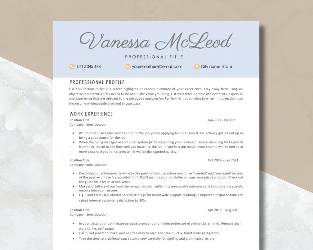 Best Australian Format Resume Template for MS Word and Pages With ...