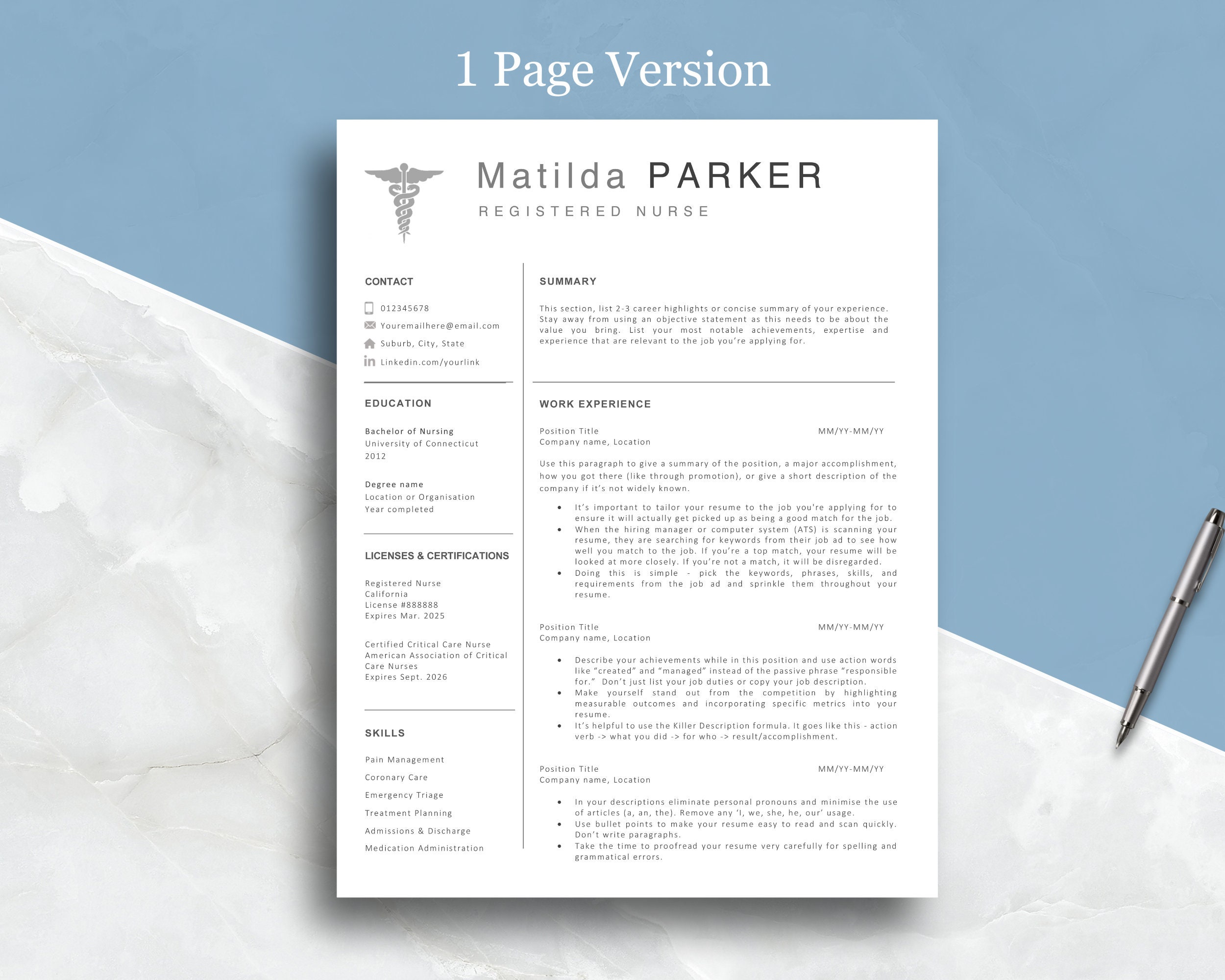 Nurse Resume Template in Word and Pages, Registered Nurse Resume ...