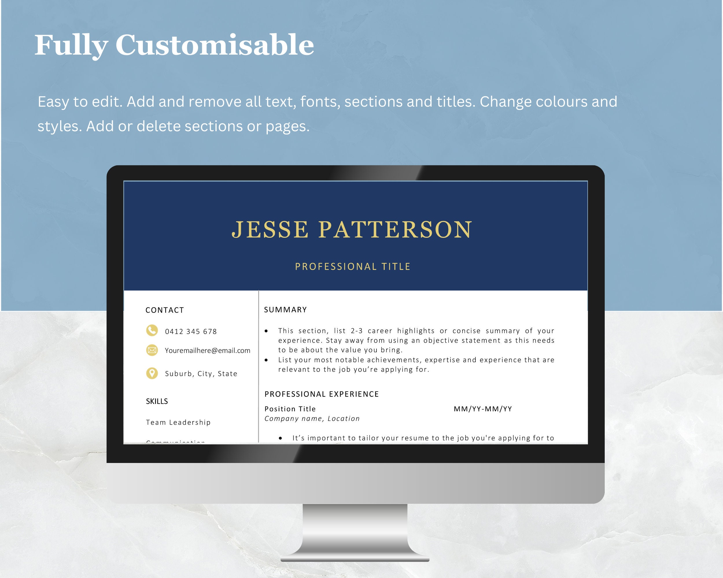 Clean Modern Resume Australian Format, Without Photo, Fully ...