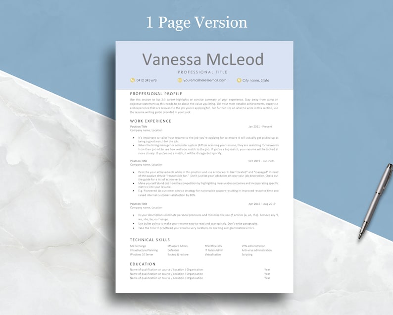 Best Australian Format Resume Template for MS Word and Pages With ...