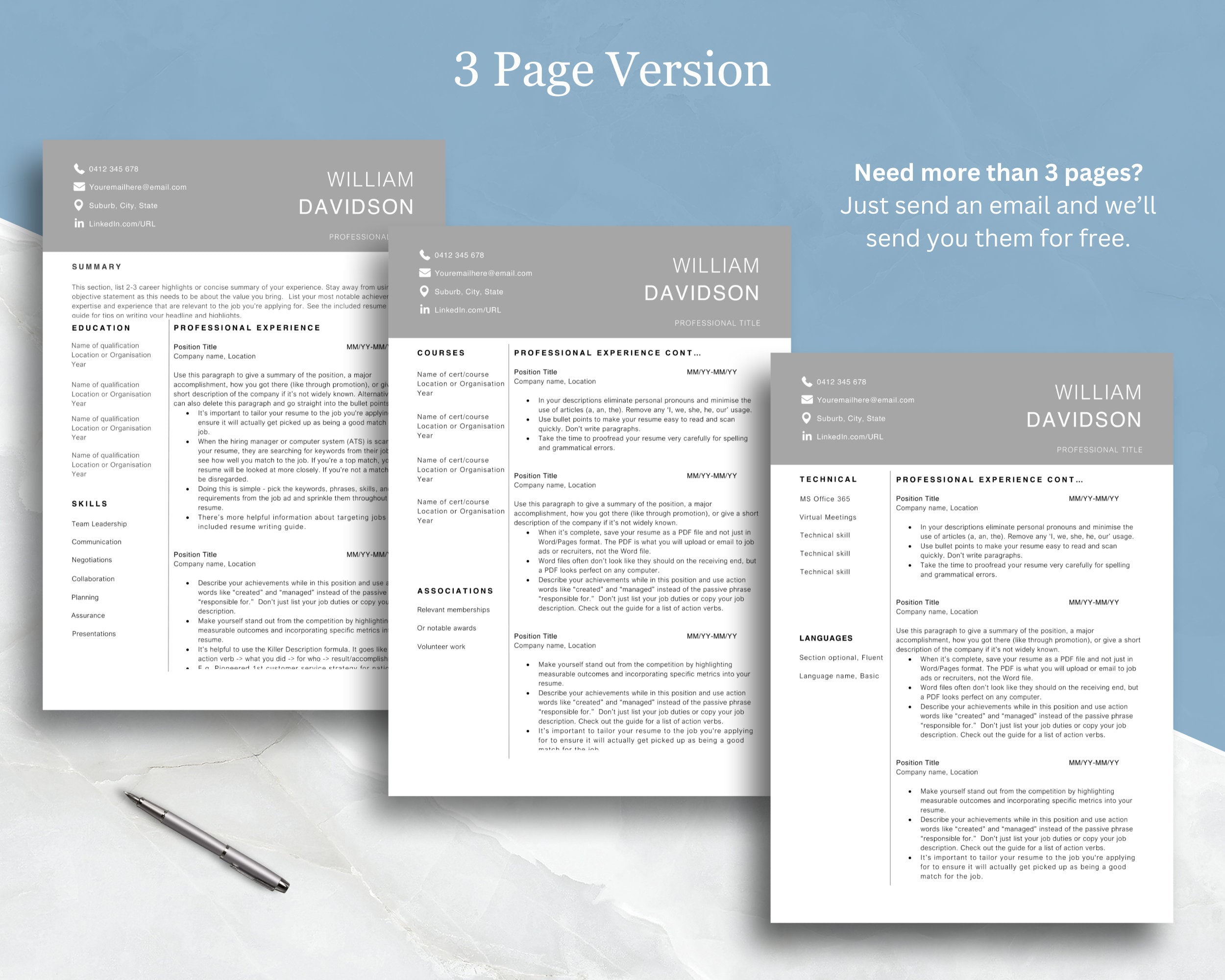 Australian CV Template, Simple Resume Format, Professional CV Design - Etsy