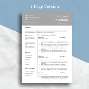 Australian CV Template, Simple Resume Format, Professional CV Design - Etsy