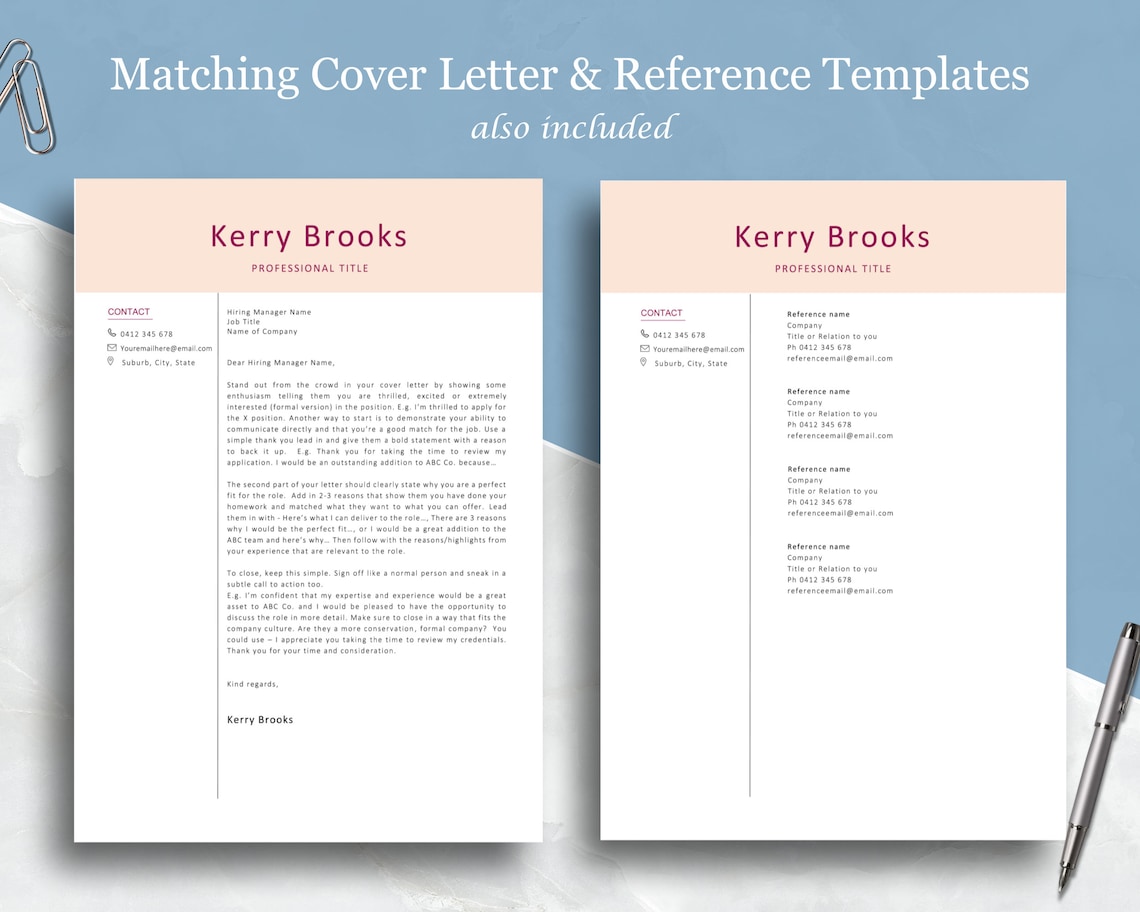 Australian Resume Format | Professional CV Design for Word | Stylish ...