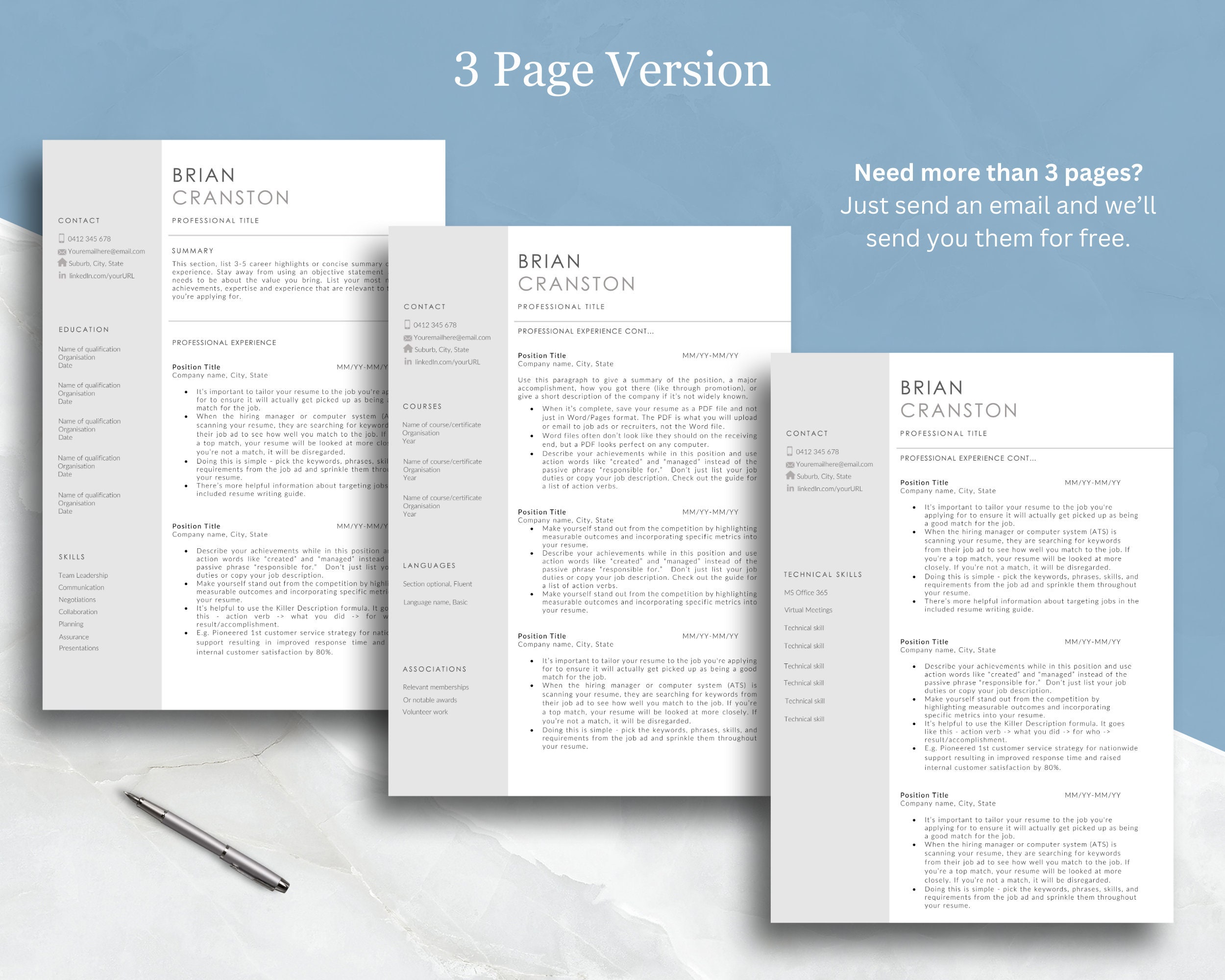 Simple Resume Template, Australian Cv Resume, ATS Friendly Cv ...