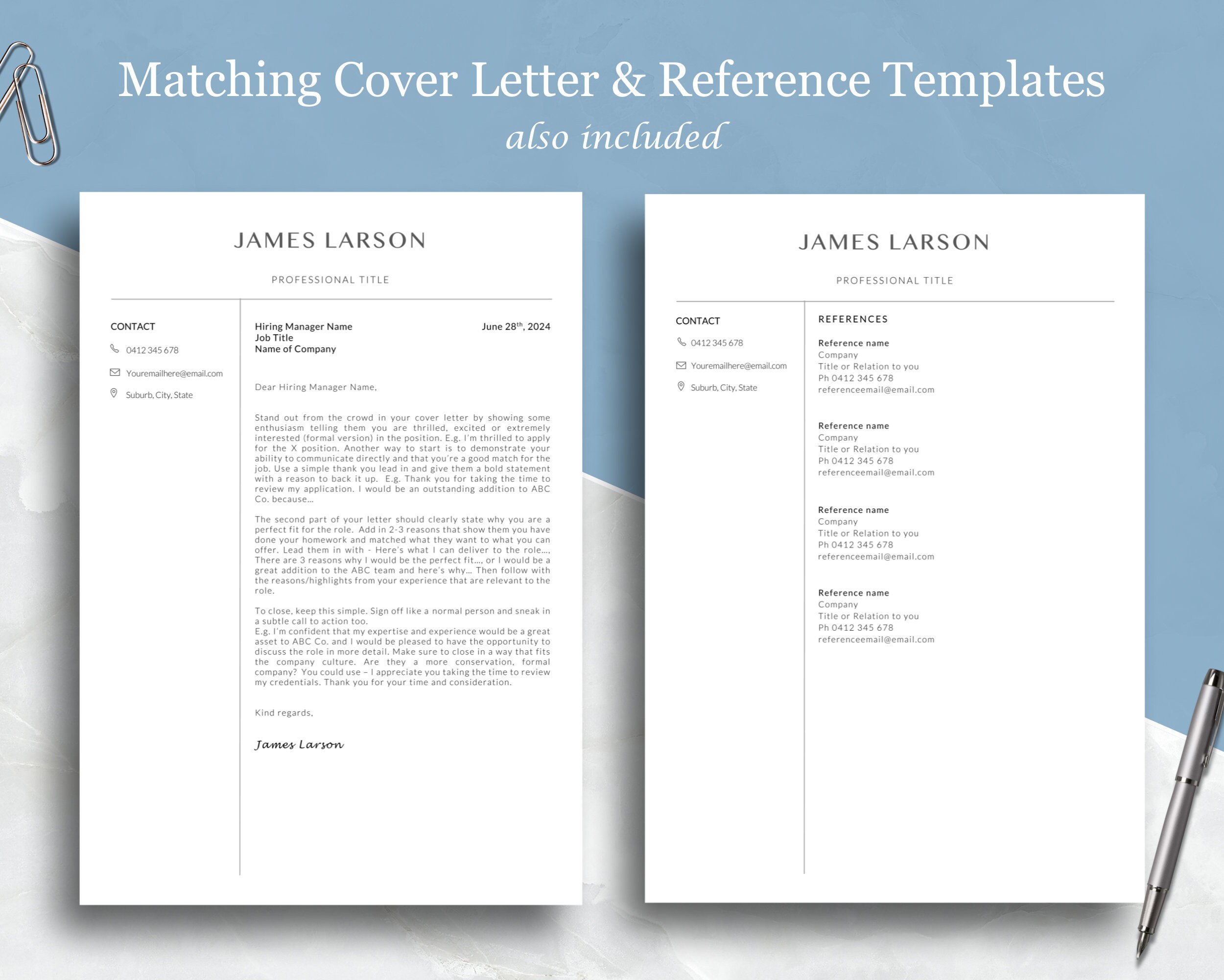 Professional Australian Format Resume Template for MS Word, Pages and ...