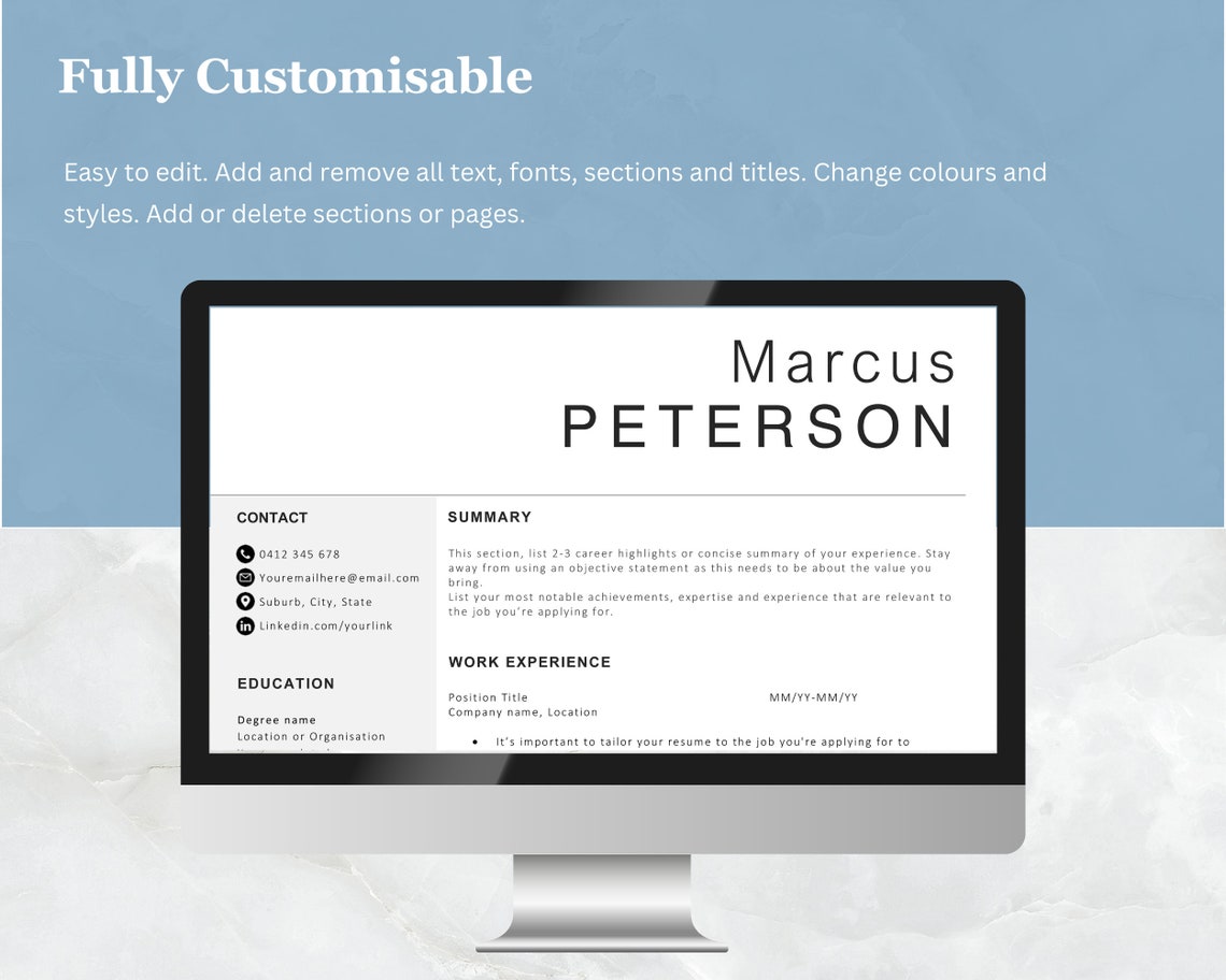 Australian Resume Format, Stylish Professional Cv Template, Word Resume ...