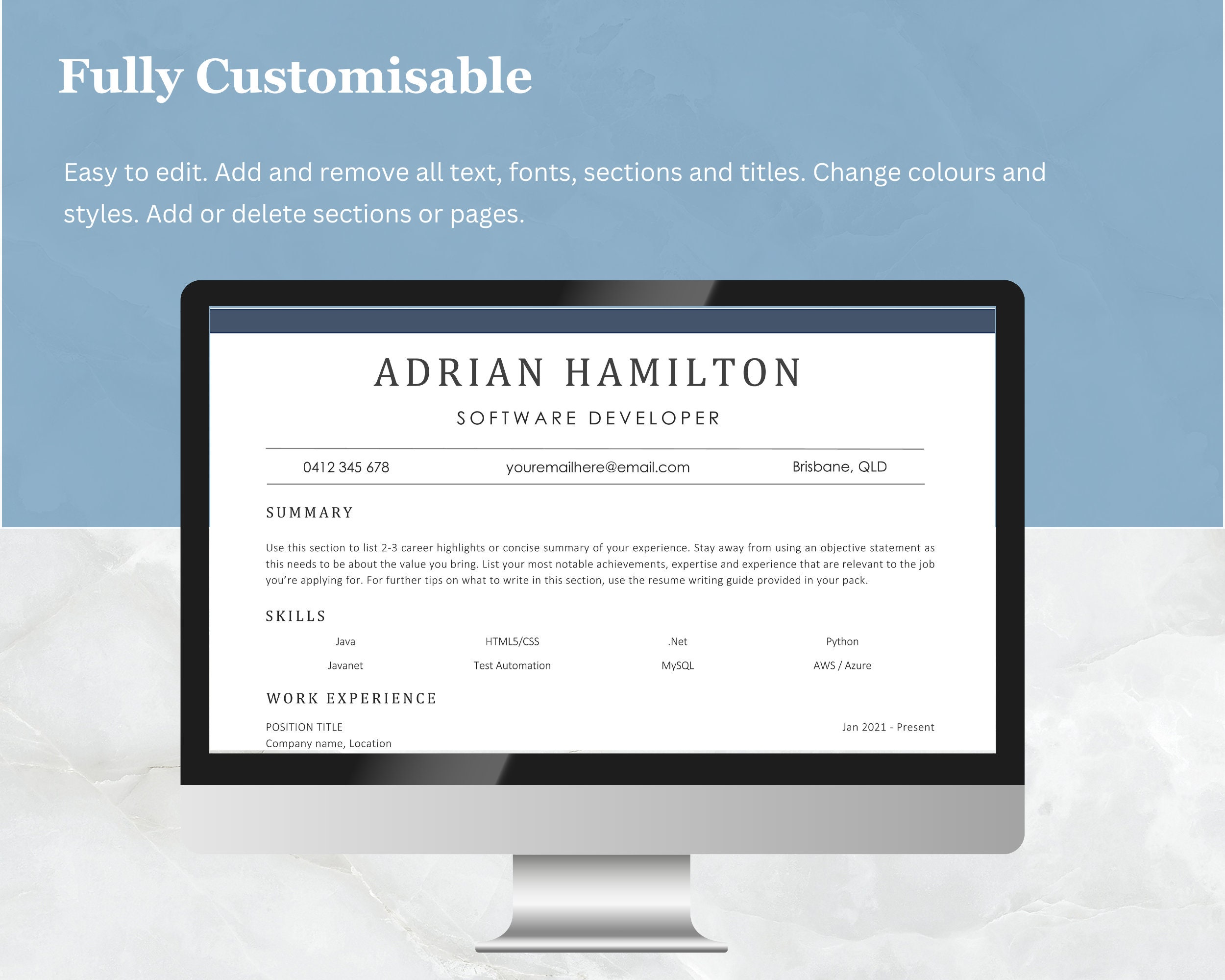 Software Developer Resume Template | Ats-friendly Tech CV | Google Docs ...