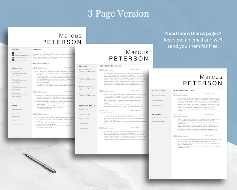 Australian Resume Format, Stylish Professional Cv Template, Word and ...