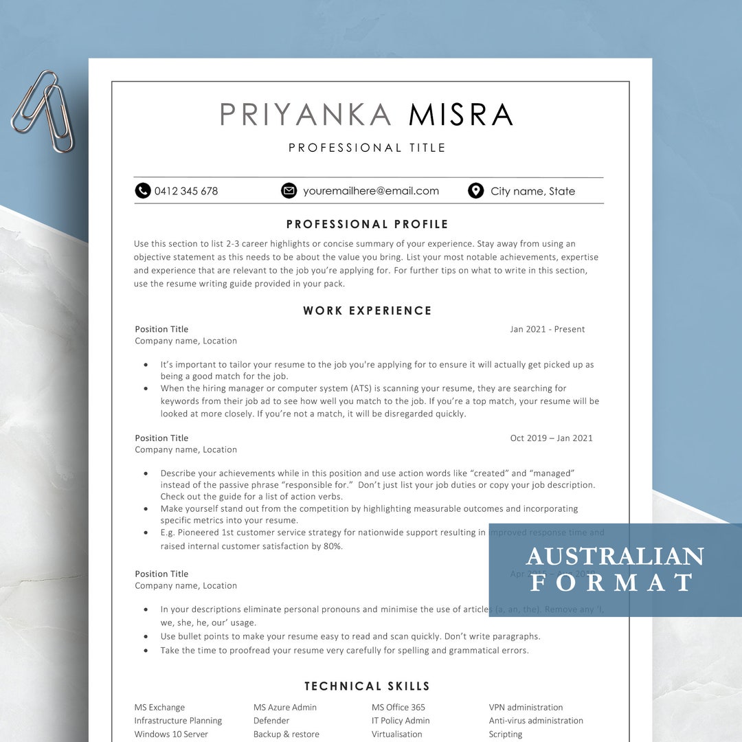 Technical Resume Template, 1-2-3 Page Resume, Modern Resume, Best ...