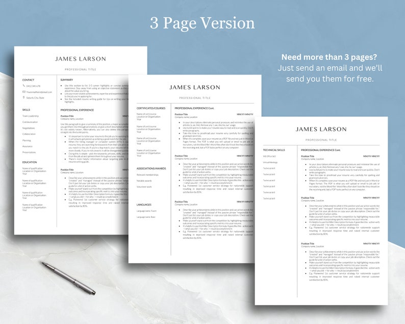 Professional Australian Format Resume Template for MS Word, Pages and ...