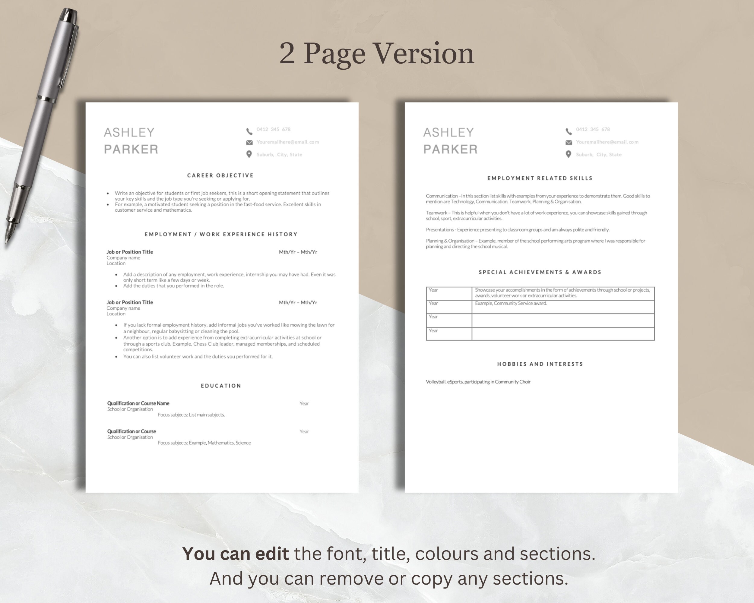 First Job Resume, Graduate Australian Resume Format, Student Word CV ...