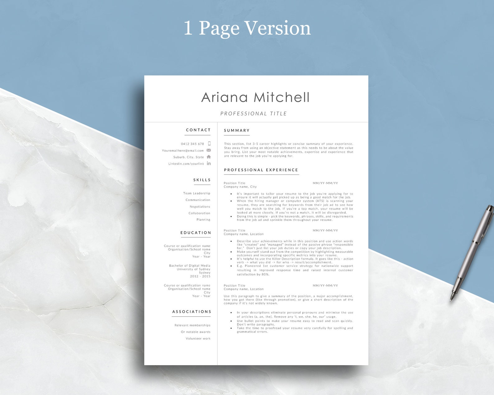 Job Seeker Resume, US Letter, Word and Pages Template, Executive CV ...