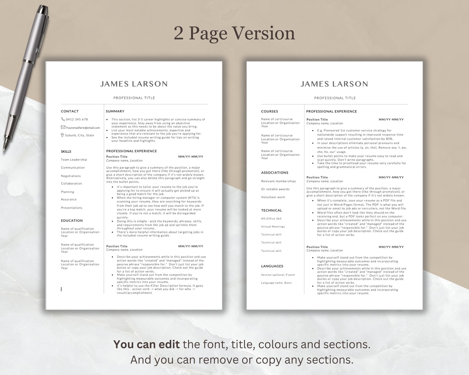 Professional Australian Format Resume Template for MS Word and Pages ...