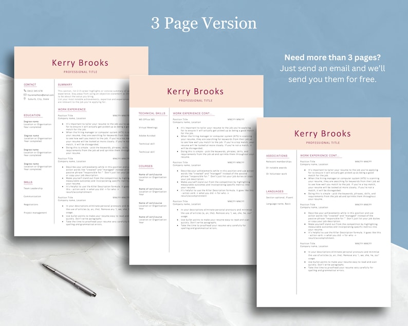 Australian Resume Format | Professional CV Design for Word | Stylish ...