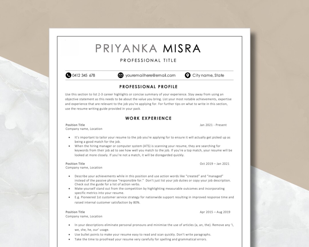Technical Resume Template, 1-2-3 Page Resume, Modern Resume, Best ...