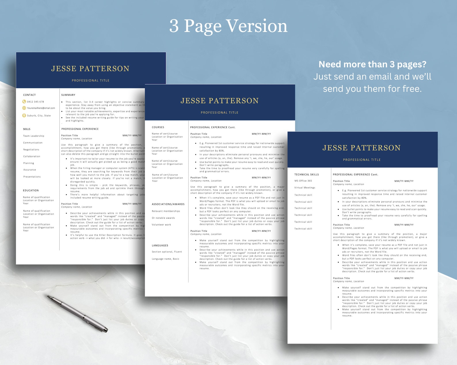 Clean Modern Resume Australian Format, Without Photo, Fully ...