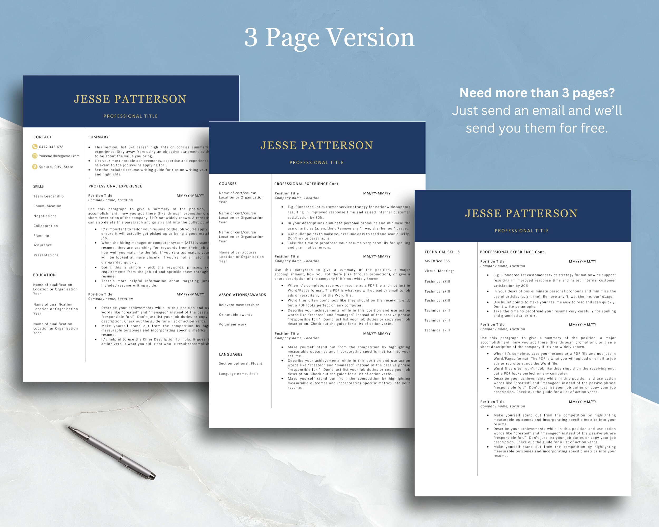 Clean Modern Resume Australian Format, Without Photo, Fully ...