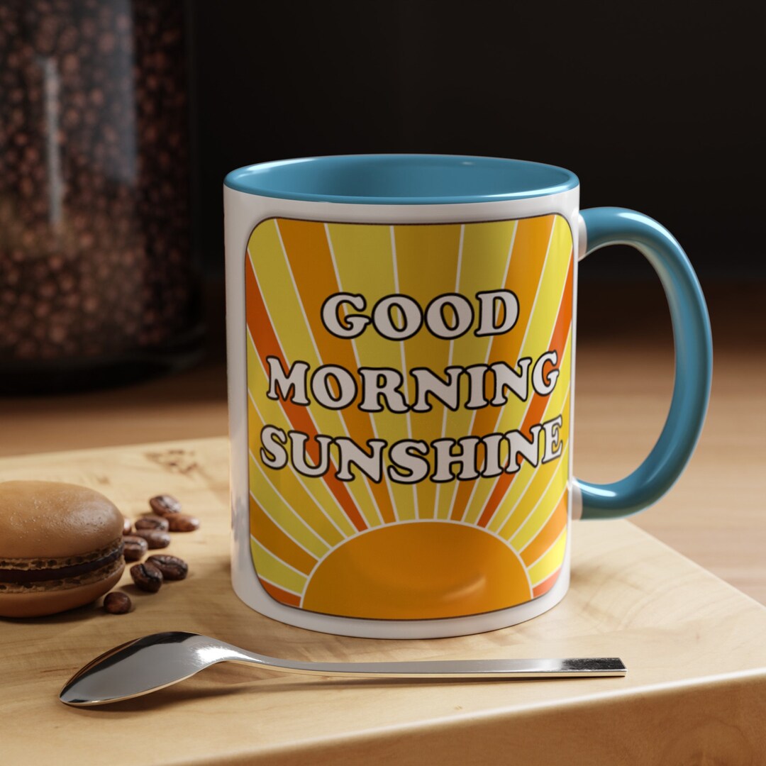 Good Morning Sunshine Coffee Mug - Retro Sunrise Ceramic Mug - Etsy