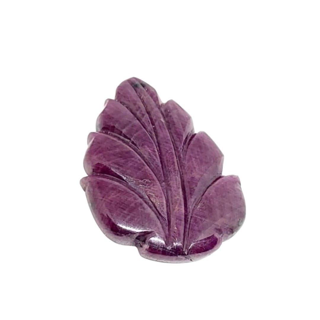 Natural Ruby 40.40 Ct Red Ruby Carving Big Leaf Carved Natural Ruby ...