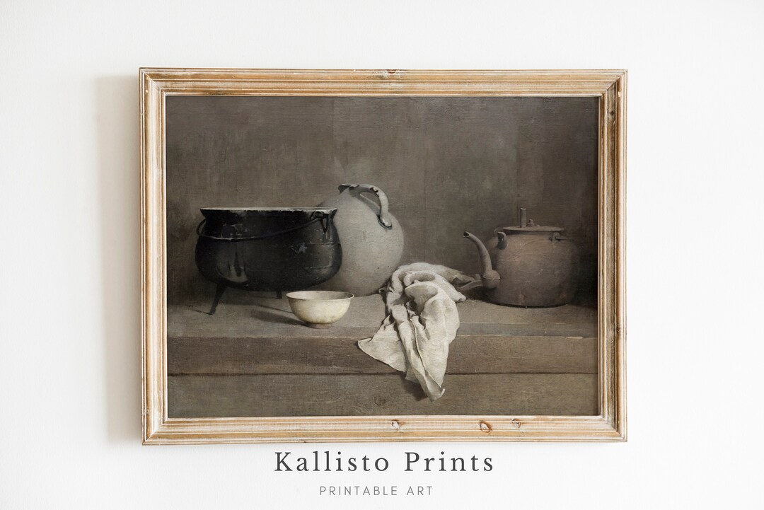Classic Still Life With Kitchenware Digital Print, Vintage Cookware Art ...