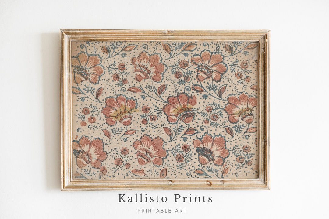 Artful Floral Textile Printe| Antique Wallpaper Design | Rustic ...