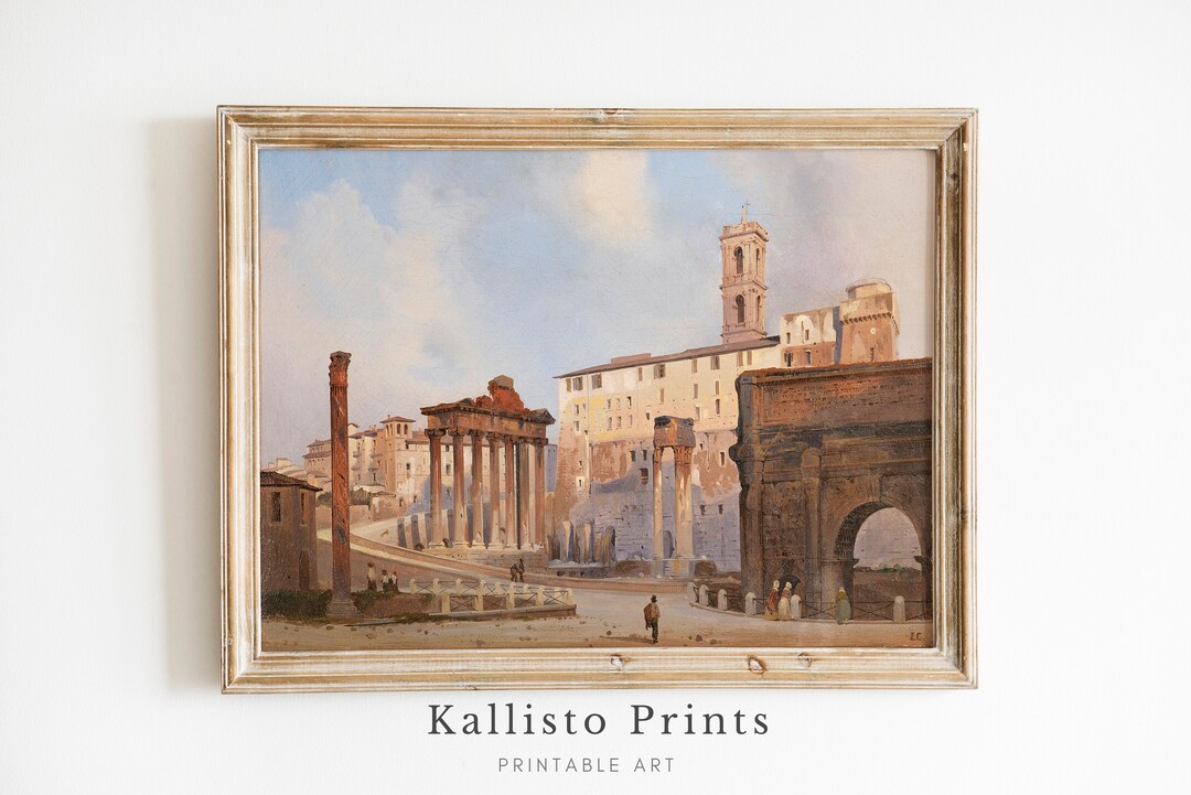 Roman Ruins in Sunlight - Vintage Architecture Print, Ancient Rome Wall ...