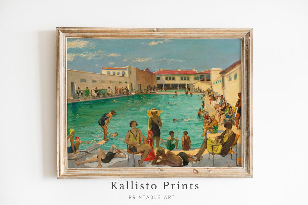 Vintage Poolside Art Print, Retro Summer Decor (digital Download) - Etsy