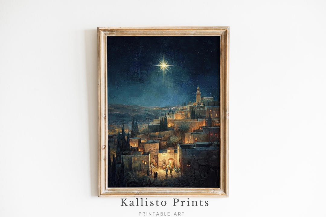 Bethlehem Nativity Scene Printable – Holy Night Digital Wall Art for ...