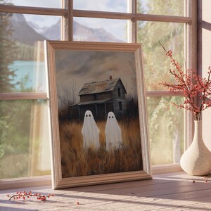 Haunted Ghosts at Abandoned Farmhouse Art | Spooky Halloween Digital ...