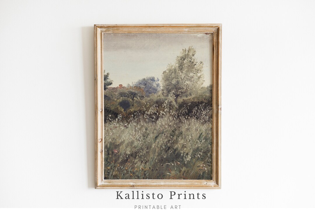 Impressionist Meadow Landscape Art Print | Rustic Garden View (digital ...
