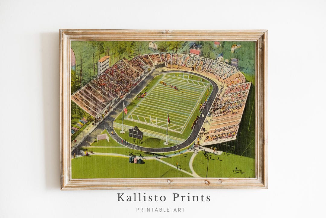 Vintage Football Stadium Art Print | Retro Americana Wall Decor ...