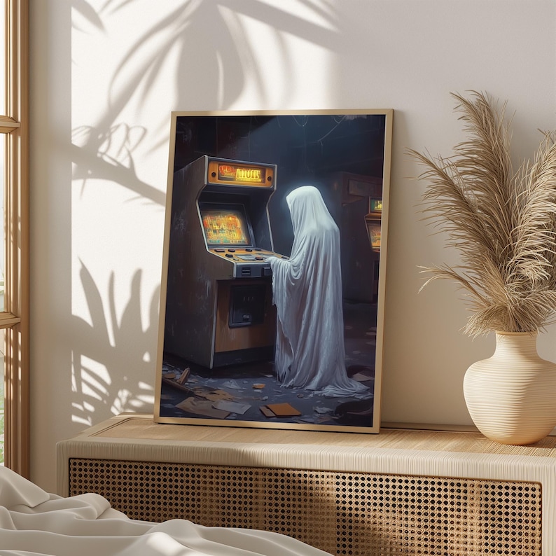 Spooky Ghost Arcade Game Print | Retro Halloween Decor (digital ...