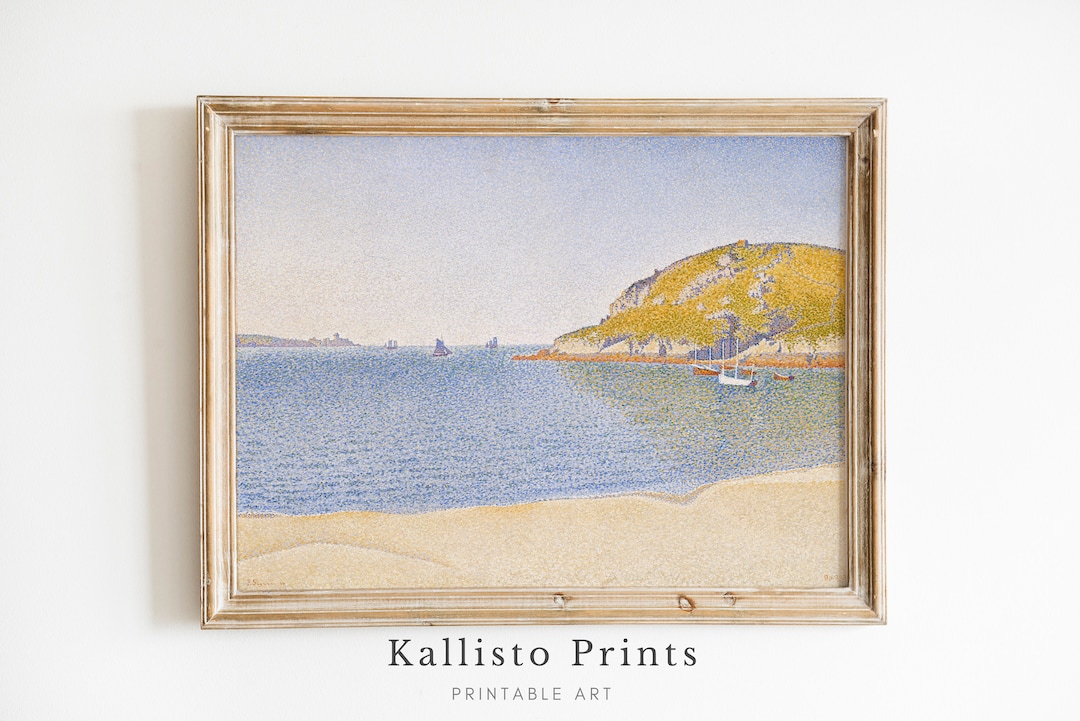 Pointillist Beach Art Print, Seaside Landscape (digital Download) - Etsy