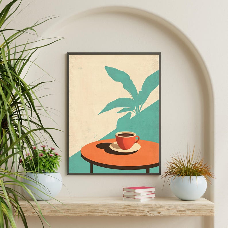 Coffee Wall Art Print: Mid-century Modern Retro Style (instant Download ...