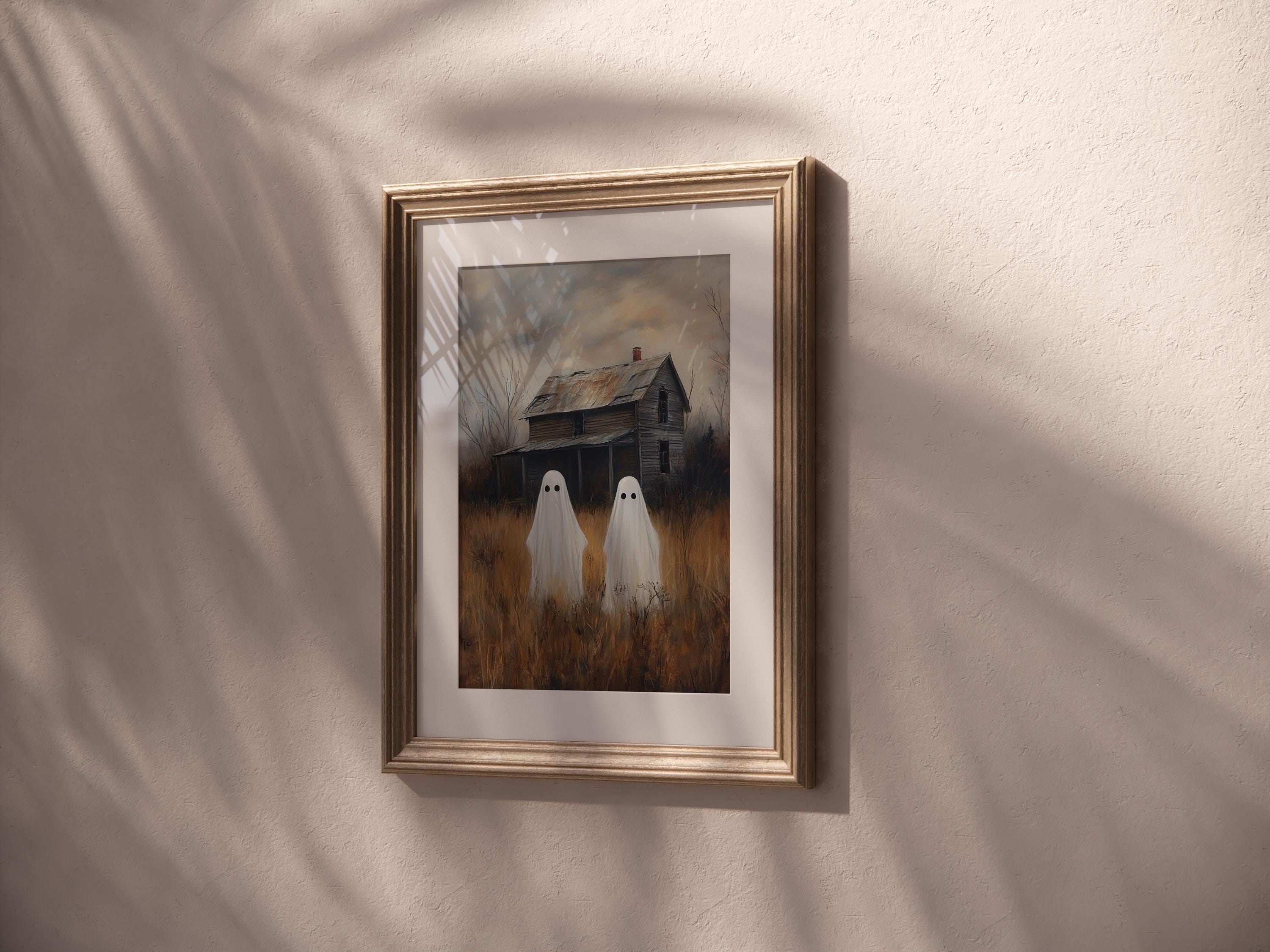 Haunted Farmhouse Ghosts Art Print | Spooky Halloween Decor (digital ...