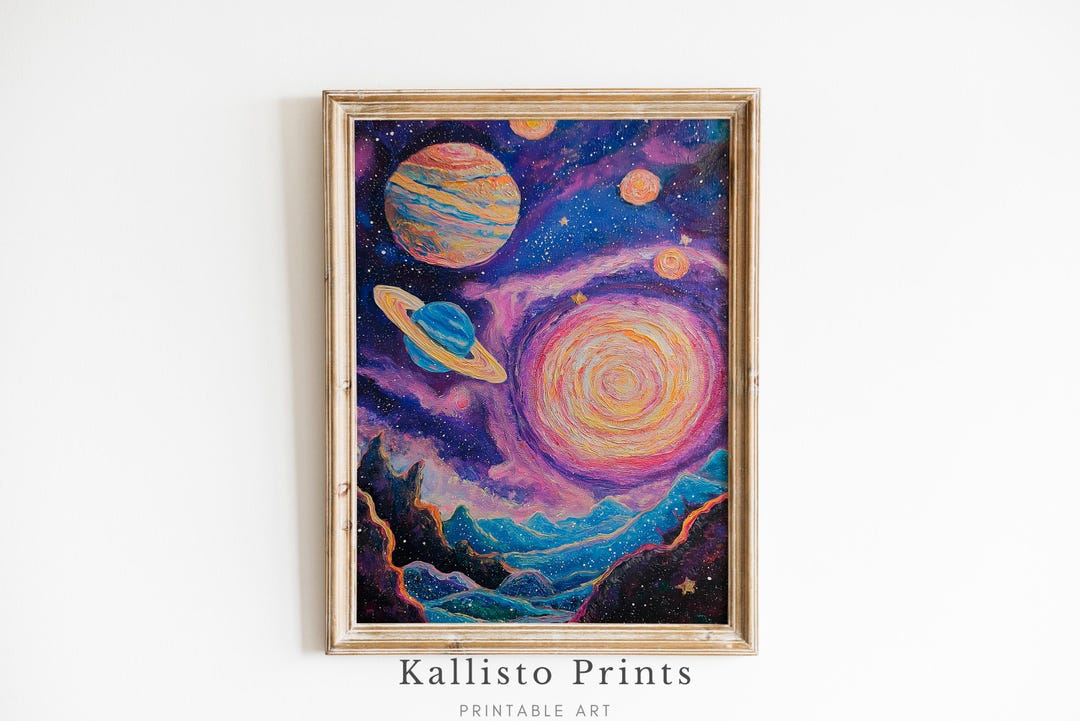 Vibrant Cosmic Galaxy Art | Abstract Space Landscape Digital Print ...
