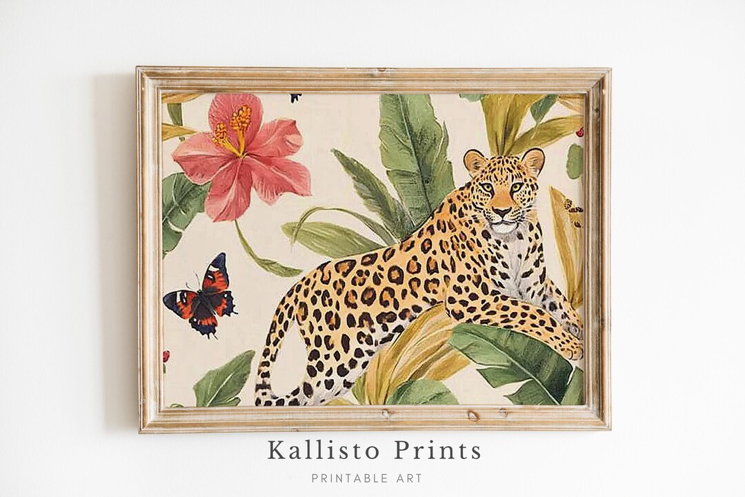 Tropical Leopard Art Print | Jungle Foliage Decor (digital Download) - Etsy